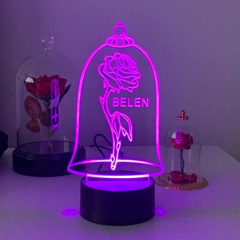 Personlised Rose Night Light Fairytale Rose Themed Night - Etsy UK