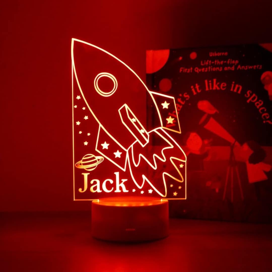 Personalized Rocket Night Light | Personalised Spaceship Night Lamp ...