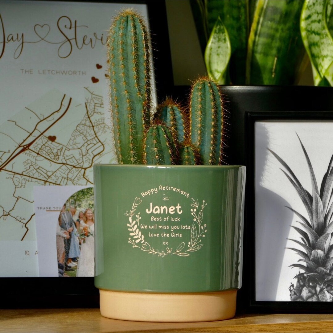 Green Retirement Plant Pot | Personalised Retirement Flower Pot ...