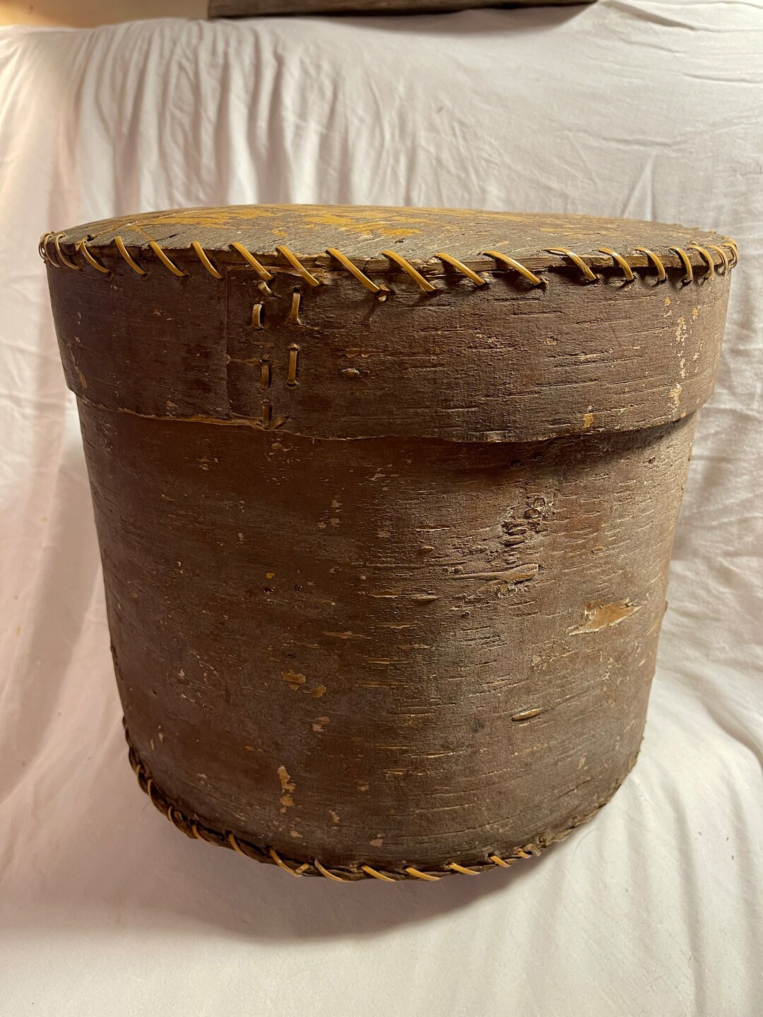 Large Antique Birch Bark Hat Box W/ Early Wallpaper Liner - Etsy