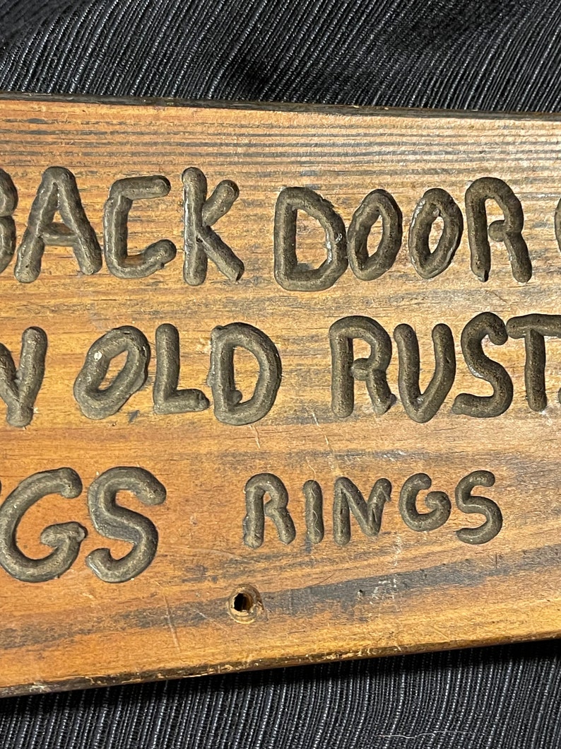 Vintage Folk Art Carved Sign at the Back Door of Hell Macabre Memento ...