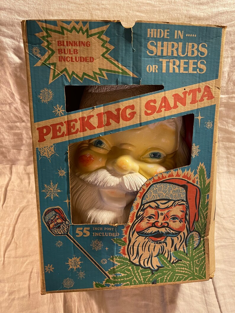 Vintage Christmas 1968 Empire Blinking Peeping Santa Original Box ...