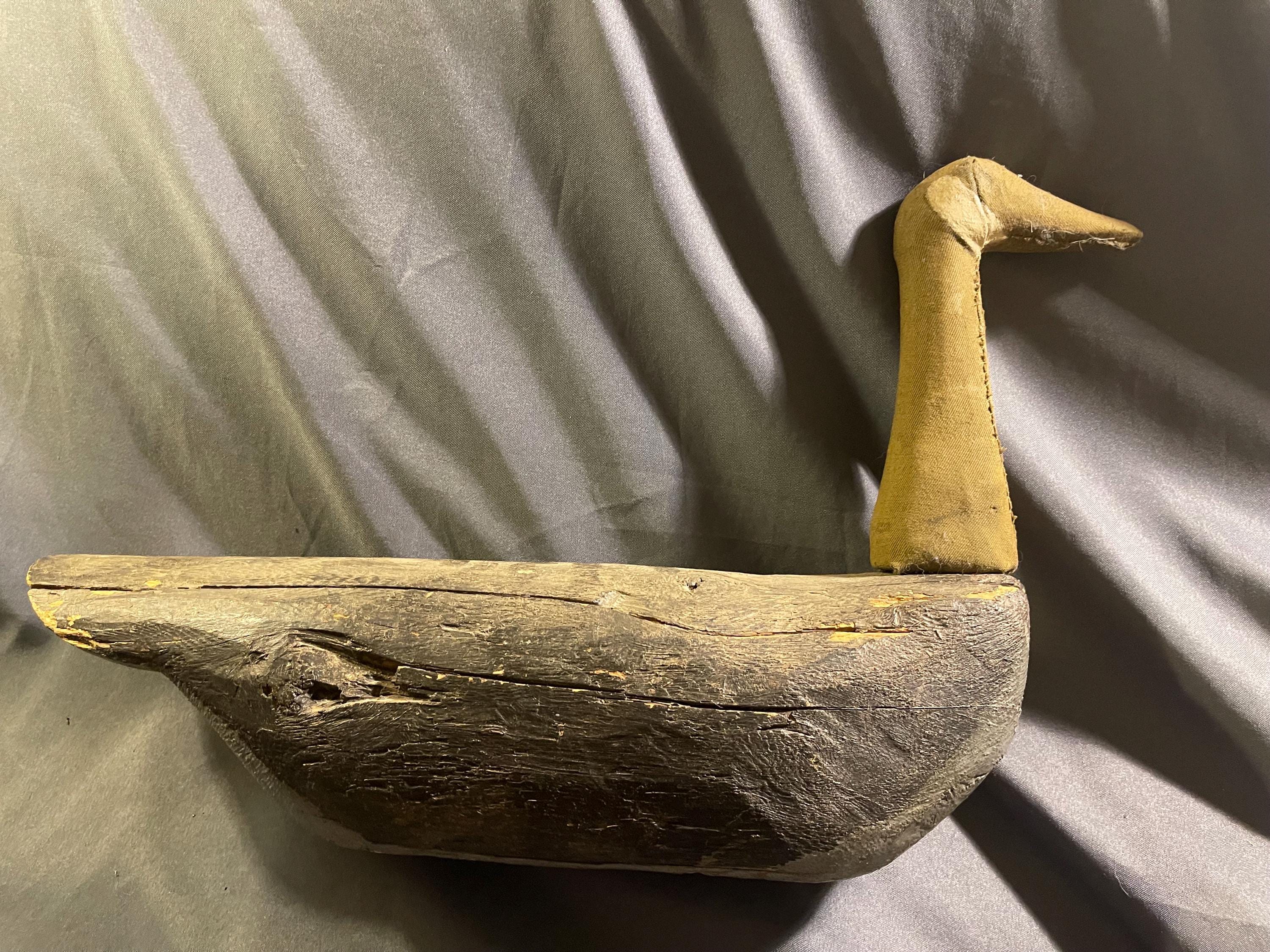 Large Antique Folk Art Carved Wood & Painted Canvas Goose Decoy - Etsy