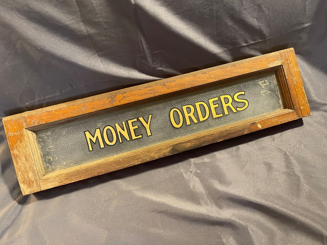 Antique Original MONEY ORDERS Window Architectural Salvage Advertising ...