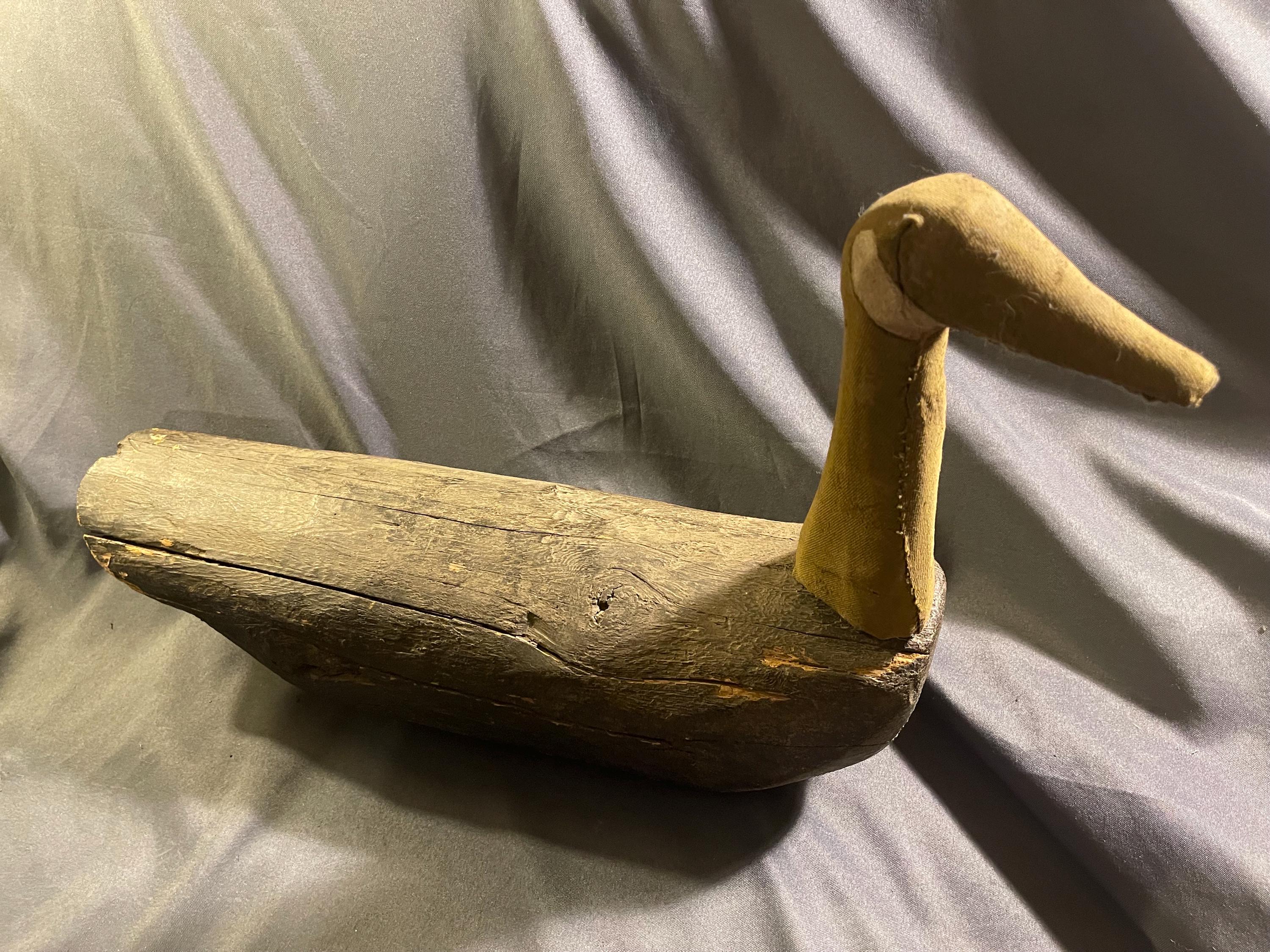 Large Antique Folk Art Carved Wood & Painted Canvas Goose Decoy - Etsy