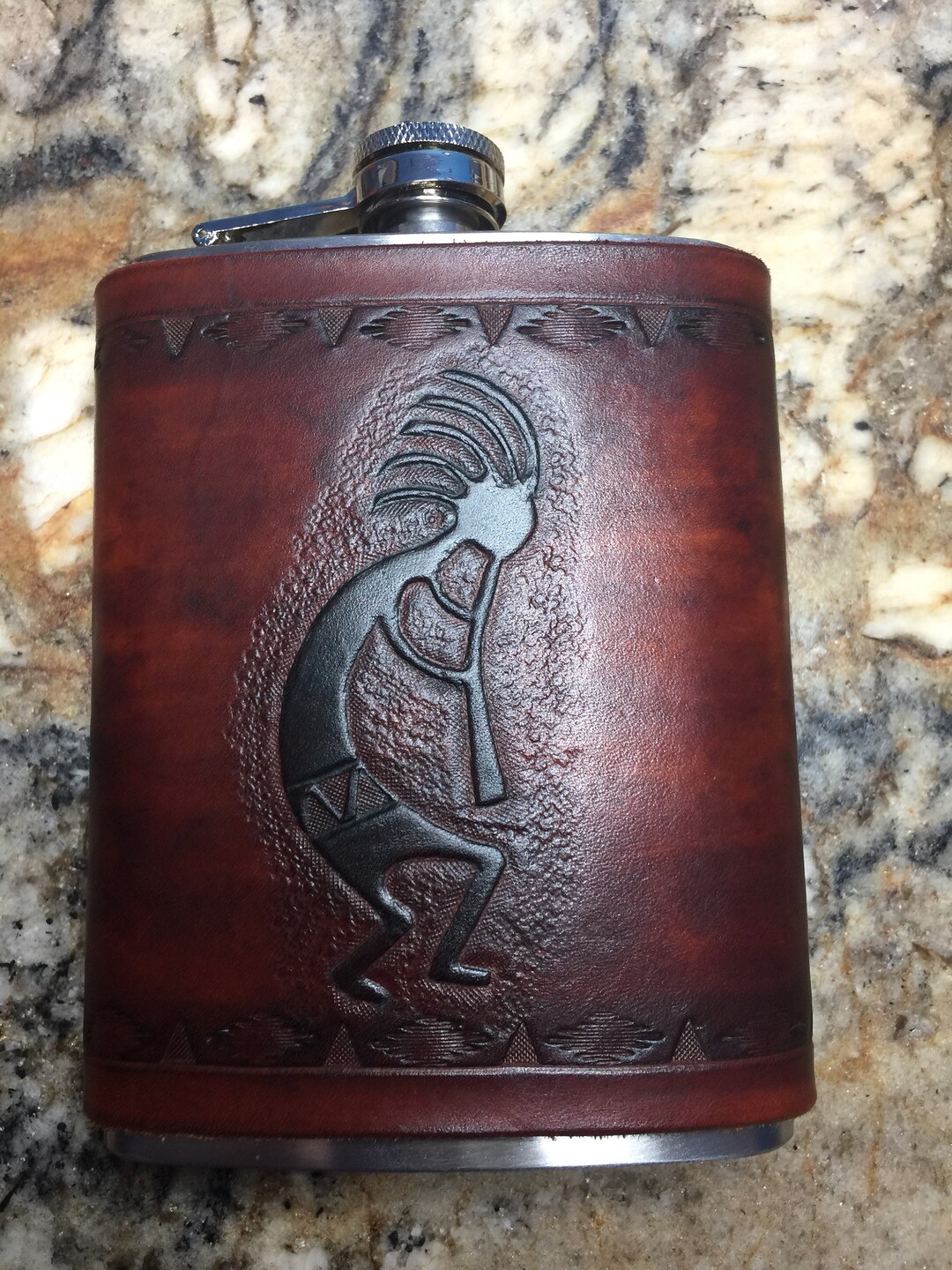 Native American Inspired Whiskey Flask, Kokopelli, Pueblo, Anasazi ...