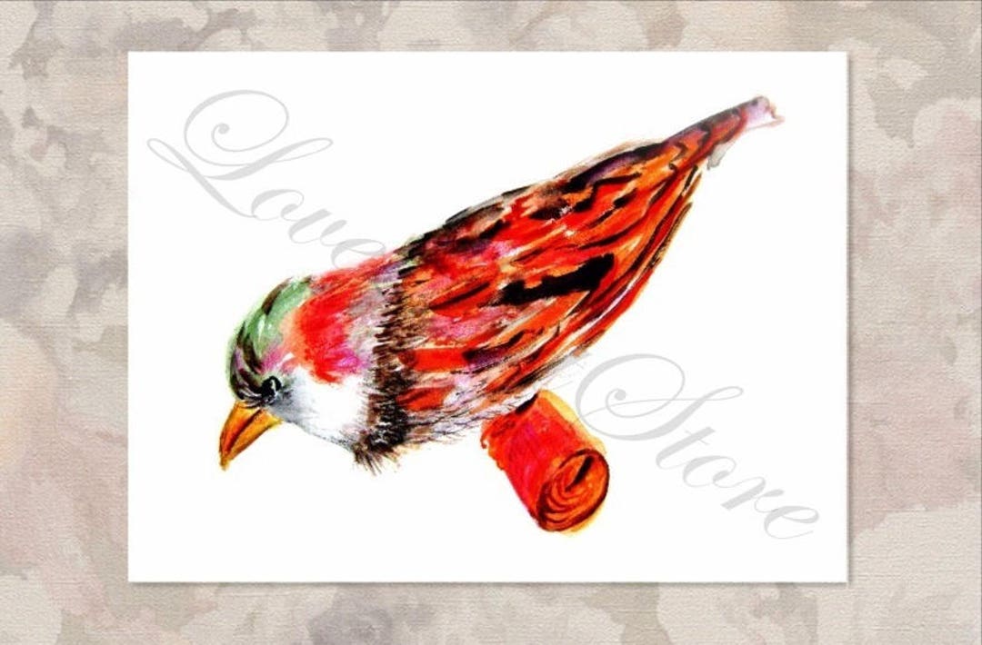 Red BIRD, Art Print, Instant Download, Printable Artwork, Modern Art ...