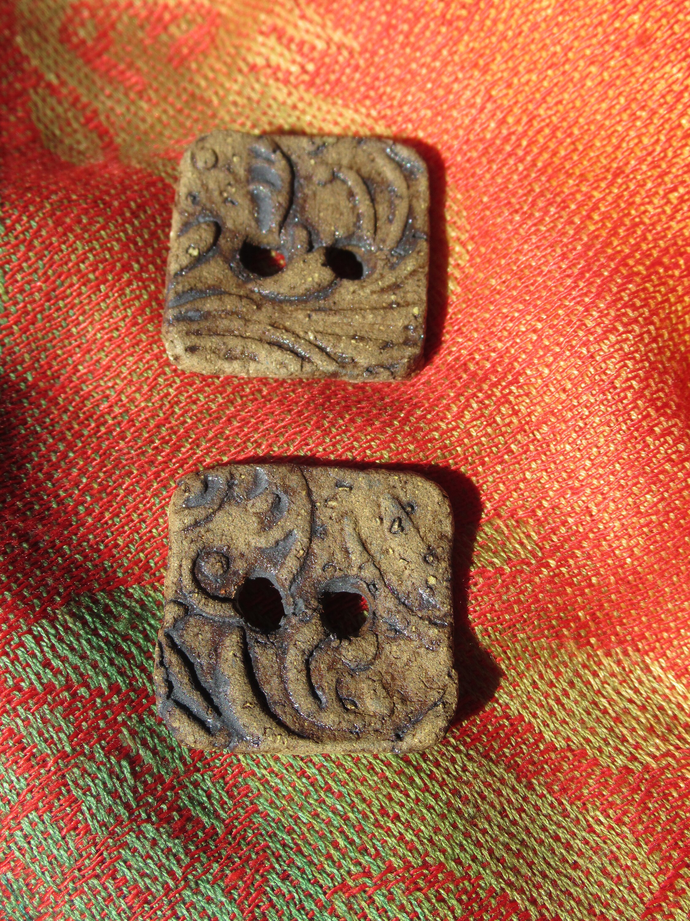 Earthy Rustic Buttons Ceramic and Oxide Square Hand Made - Etsy