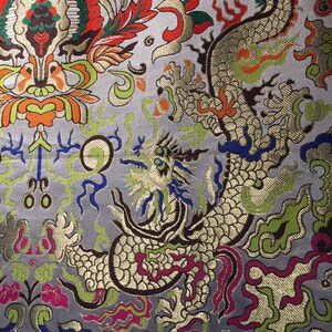 Tibetan White Brocade With Golden Dragon - Etsy UK