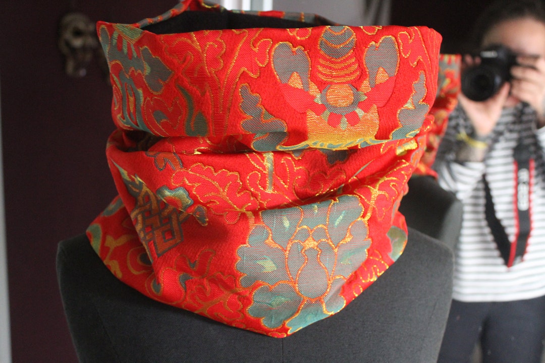 Tibetan Red Snood Lotus and Eternal Knot Snood - Etsy