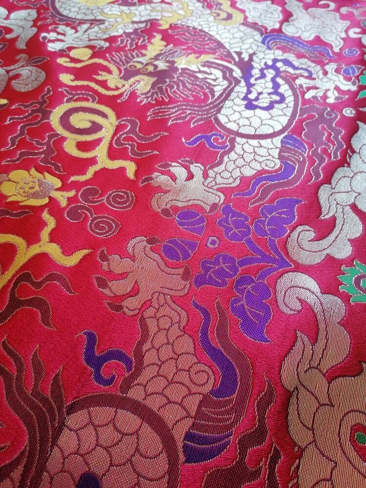 Red Tibetan Brocade With Dragon - Etsy UK