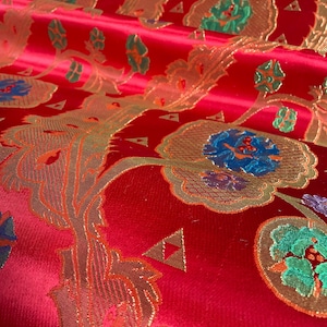 Red and Gold Tibetan Brocade - Etsy