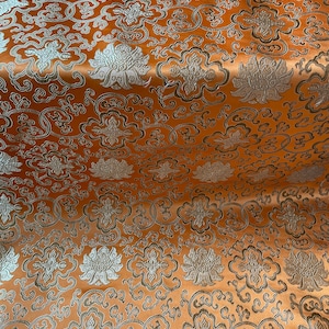 Lotus and Dorje Orange Tibetan Silky Brocade Fabric - Etsy