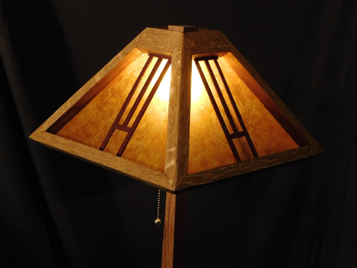Arts and Crafts Style Mica Lamp Traditional Oak Construction, Frank ...