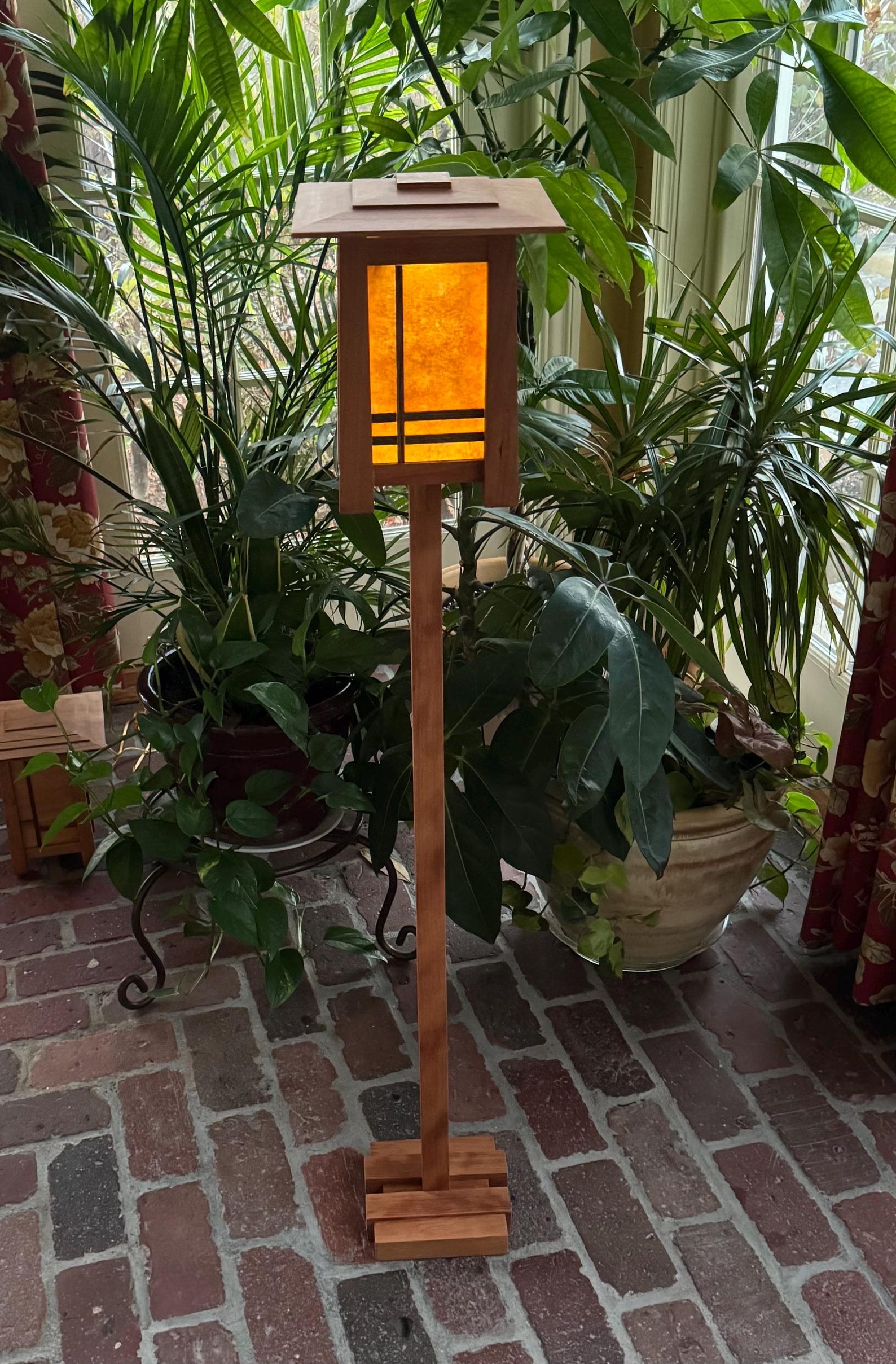 Frank Lloyd Wright Inspired Prairie Style Lantern and Base With ...