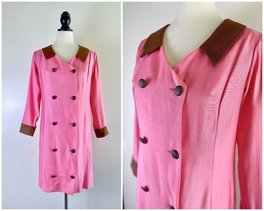 Vintage 1960s Pink Mod Double Breasted Overcoat Jacket Dress - Etsy
