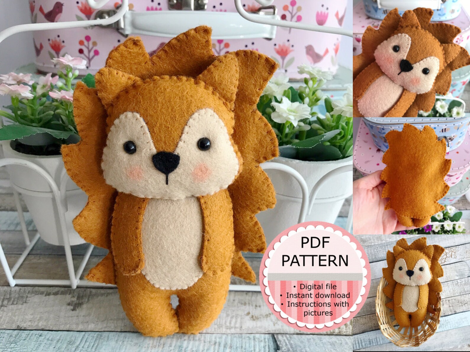 PDF Pattern / Sewing Pattern / Felt Pattern the Hedgehog - Etsy