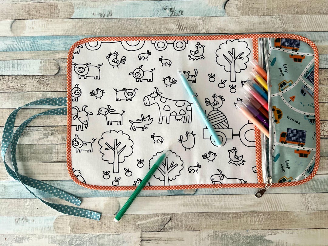 Fabric Coloring Sheet for Kids – Reusable Coloring Mat – With Marker ...