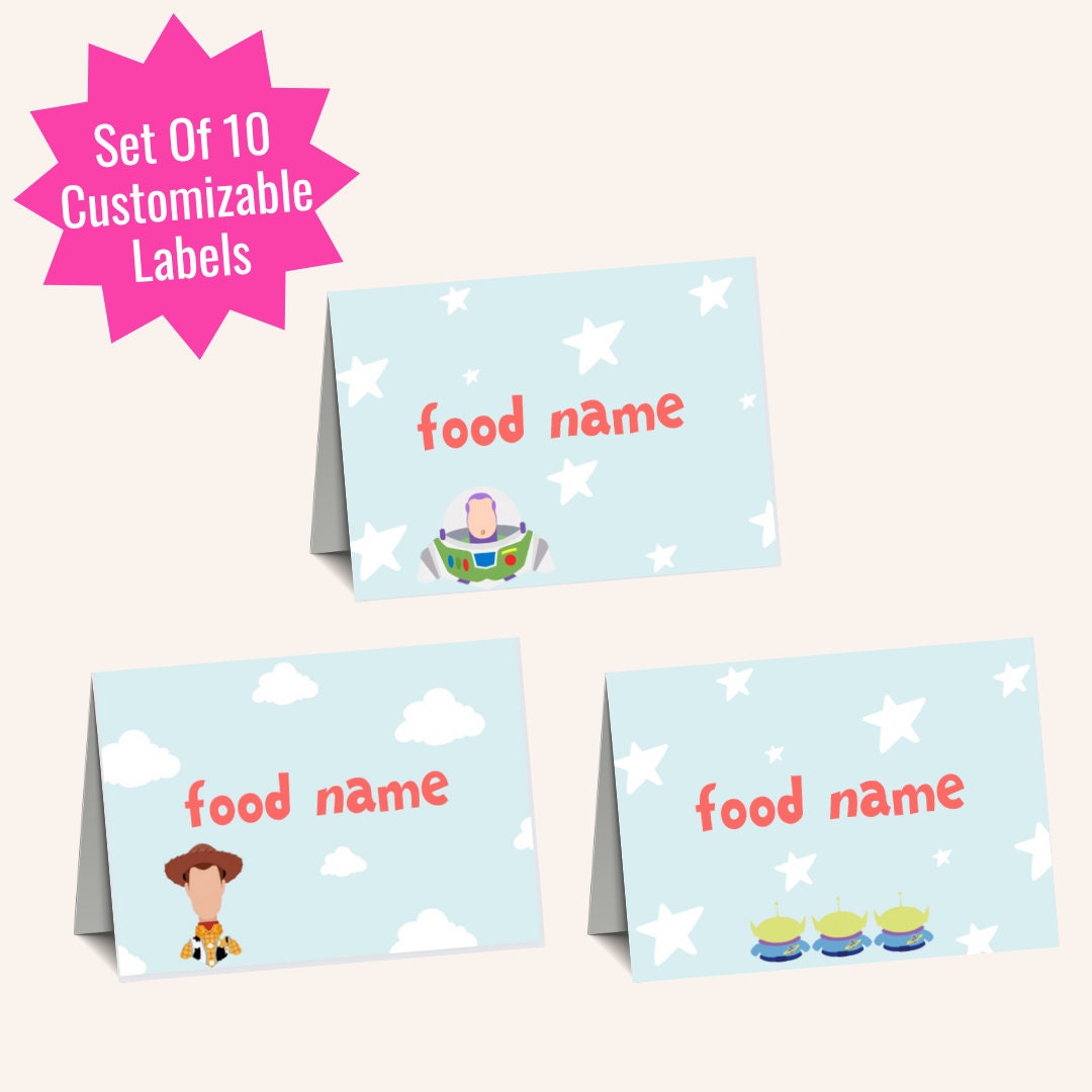 Toy Story Food Tent, Buffet Label, Toy Story Birthday Party, Food Label ...
