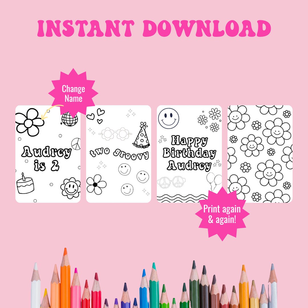 Two Groovy Birthday Coloring Sheet — a party that pops
