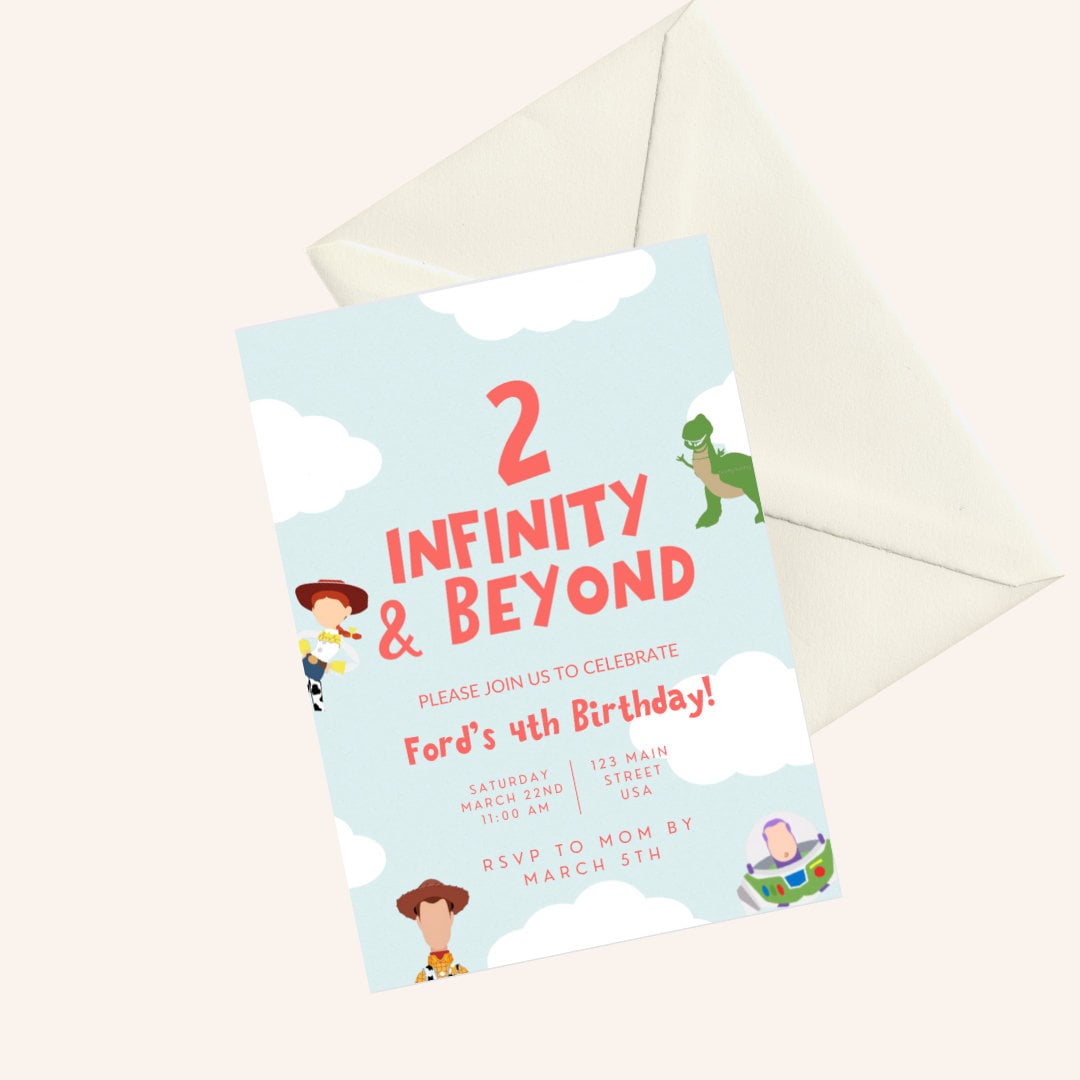 Toy Story Birthday Party Invitation, Two Infinity and Beyond, Boy Toy ...