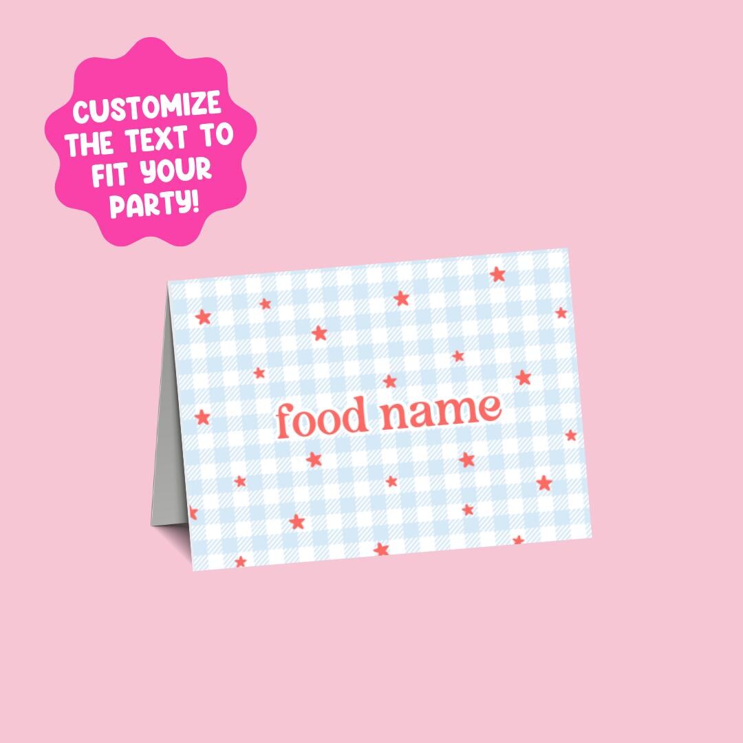 Patriotic Food Label: Red, White & Blue Party Decor (printable File) - Etsy