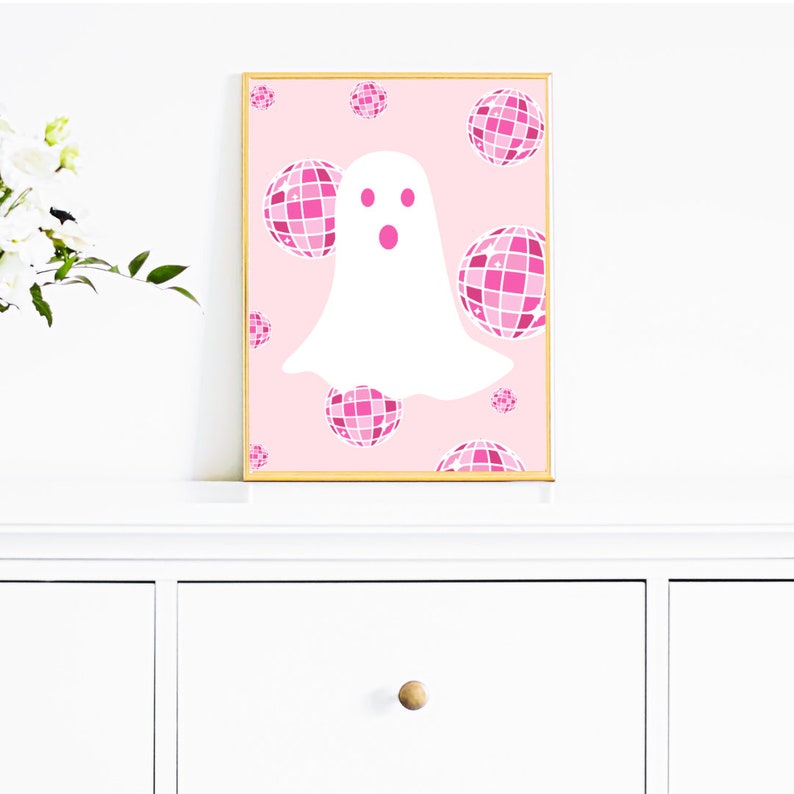 Disco Ghost Wall Art, Cute Ghost Art Print, Kids Halloween Decor ...