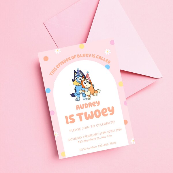 Bluey Twoey Invitation - Etsy
