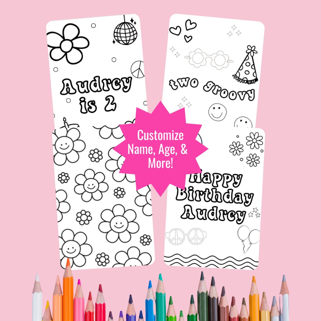 Two Groovy Birthday Coloring Sheet, Retro Coloring Page, Party ...