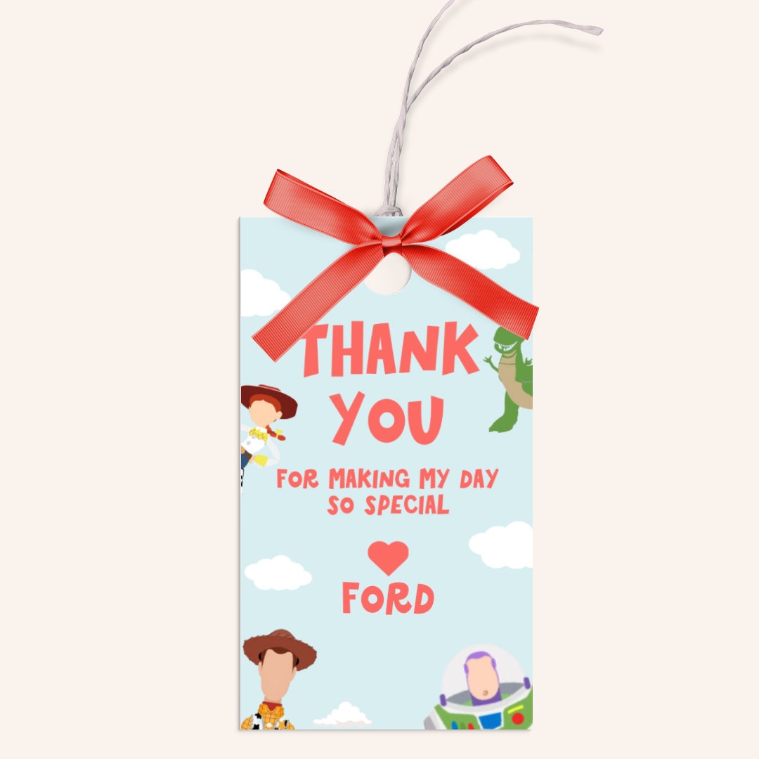 Toy Story Thank You Card, Printable Gift Tag, Toy Story Birthday Party ...