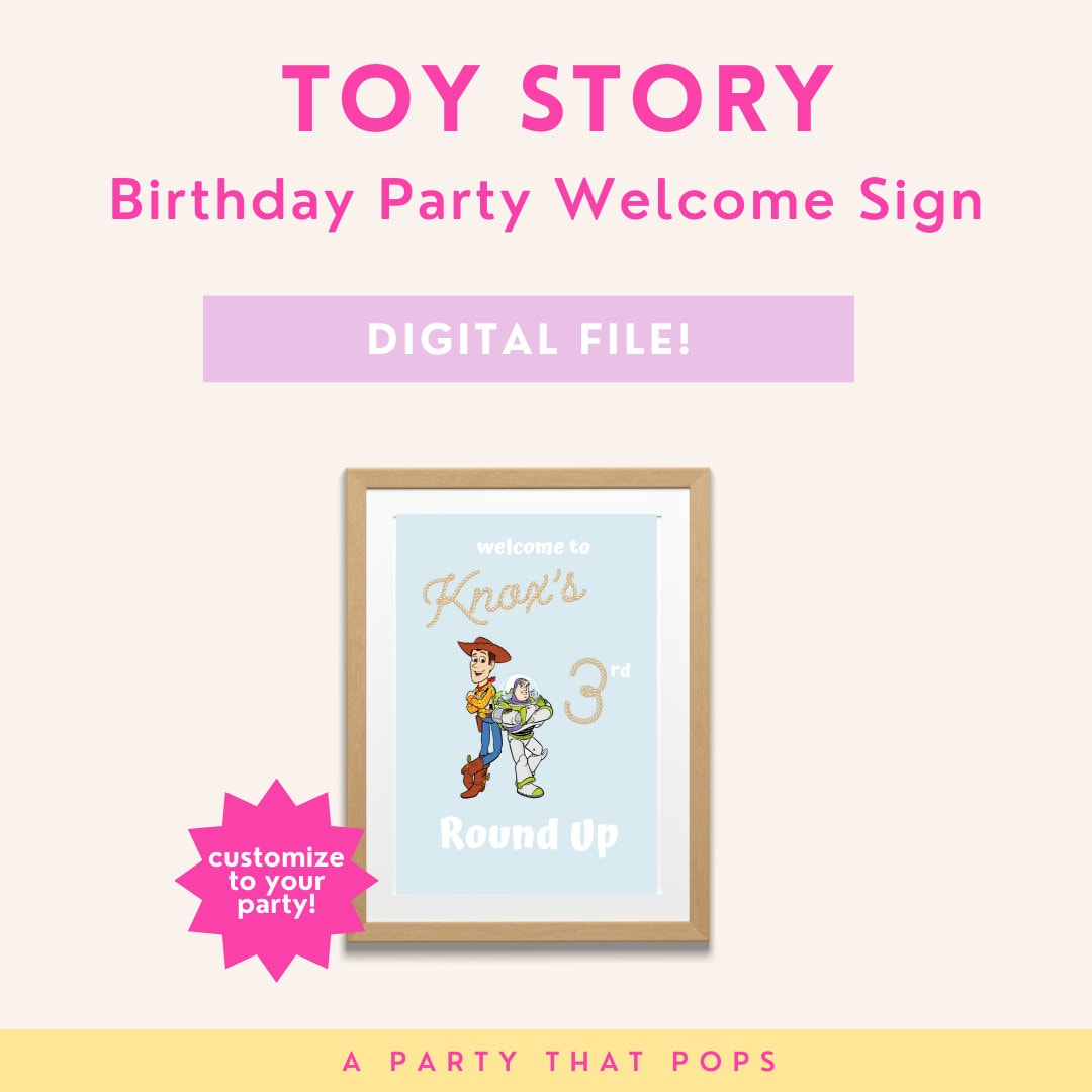 Blue Toy Story Welcome Sign — a party that pops