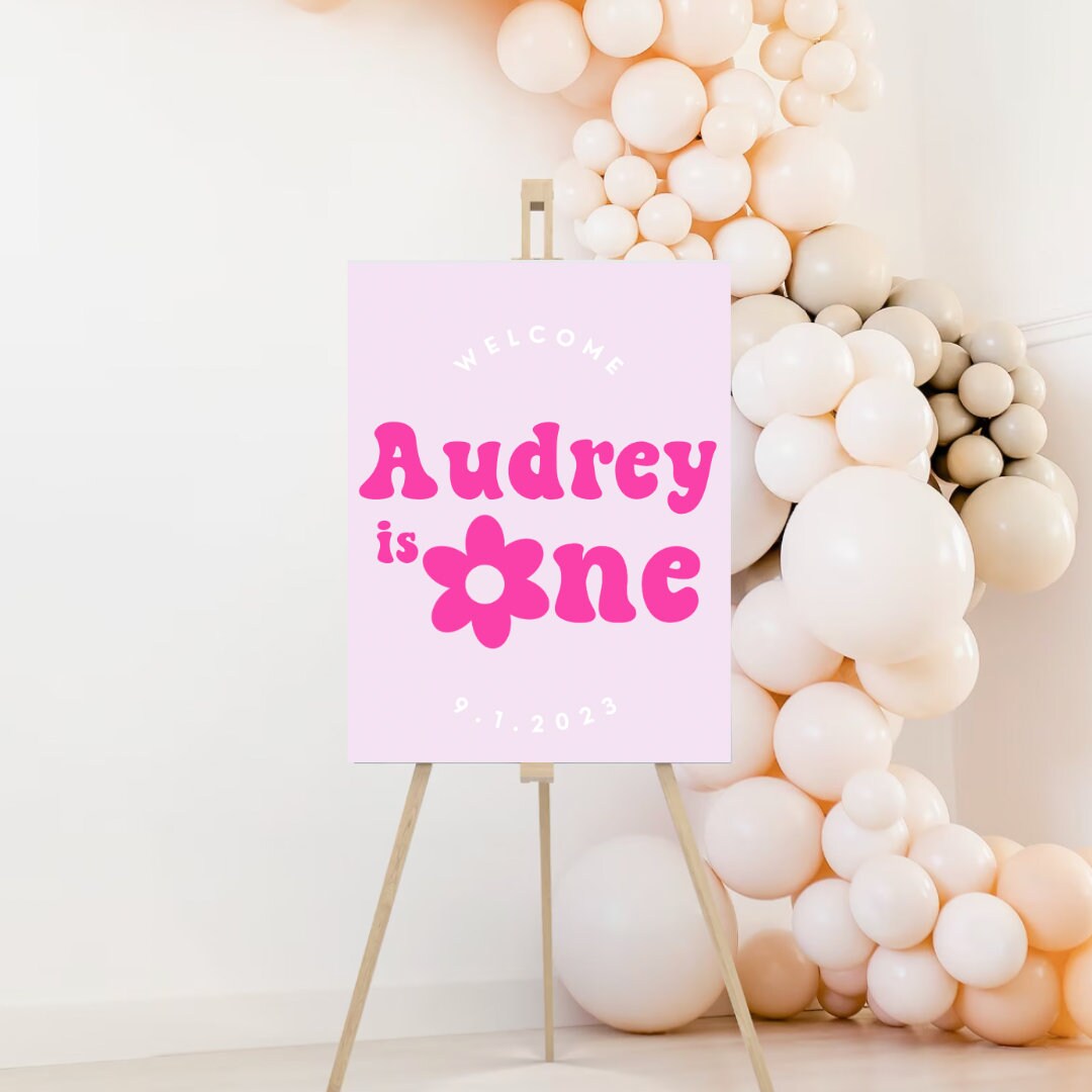 Retro 1st Birthday Party Welcome Sign, Groovy Birthday Party Decor ...