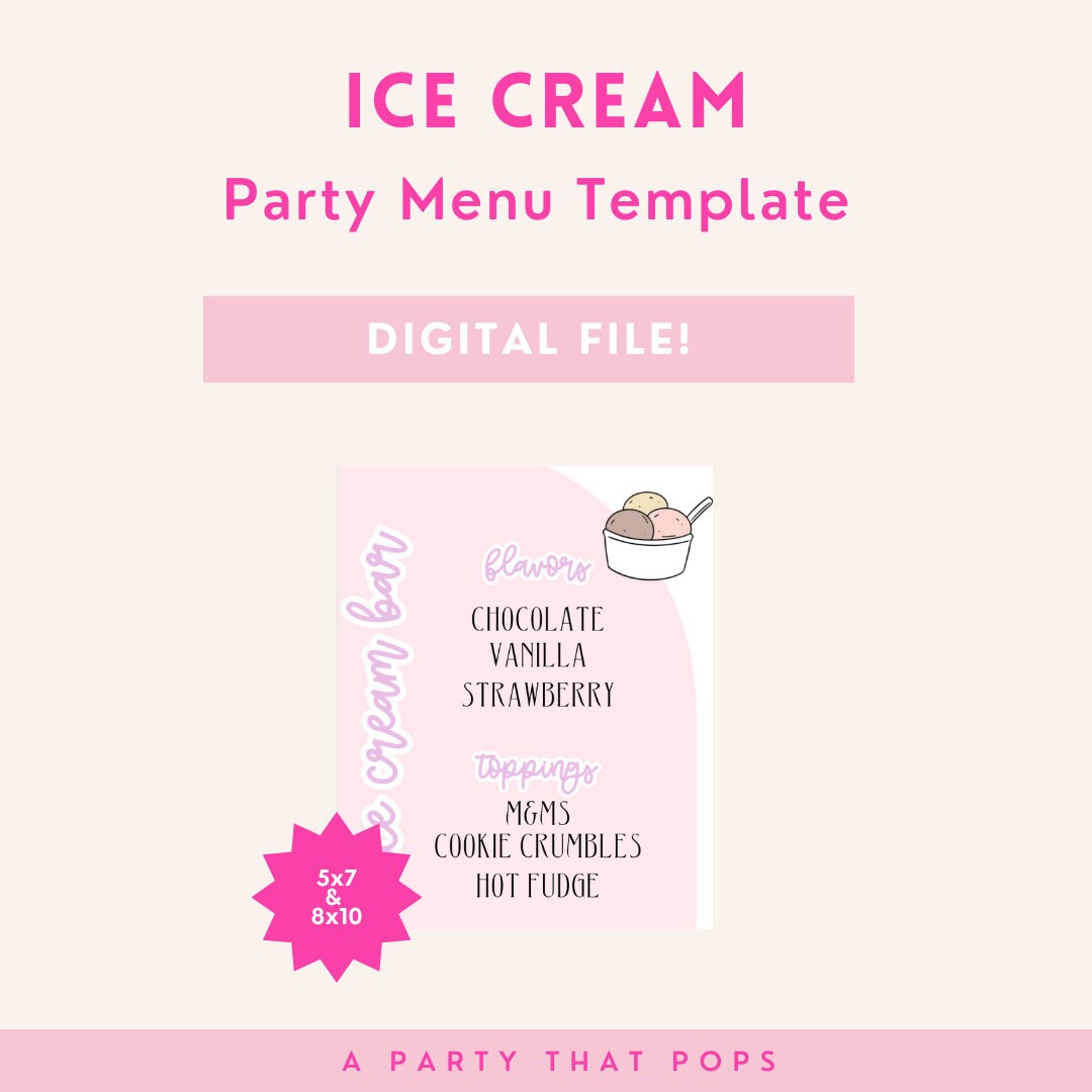 Ice Cream Party Menu — A Party That Pops