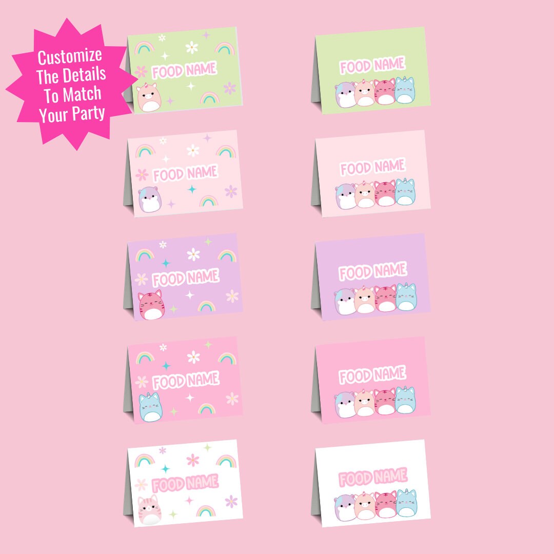 Squishmallow Birthday Food Label, Printable Buffet Label, Squishy Party ...