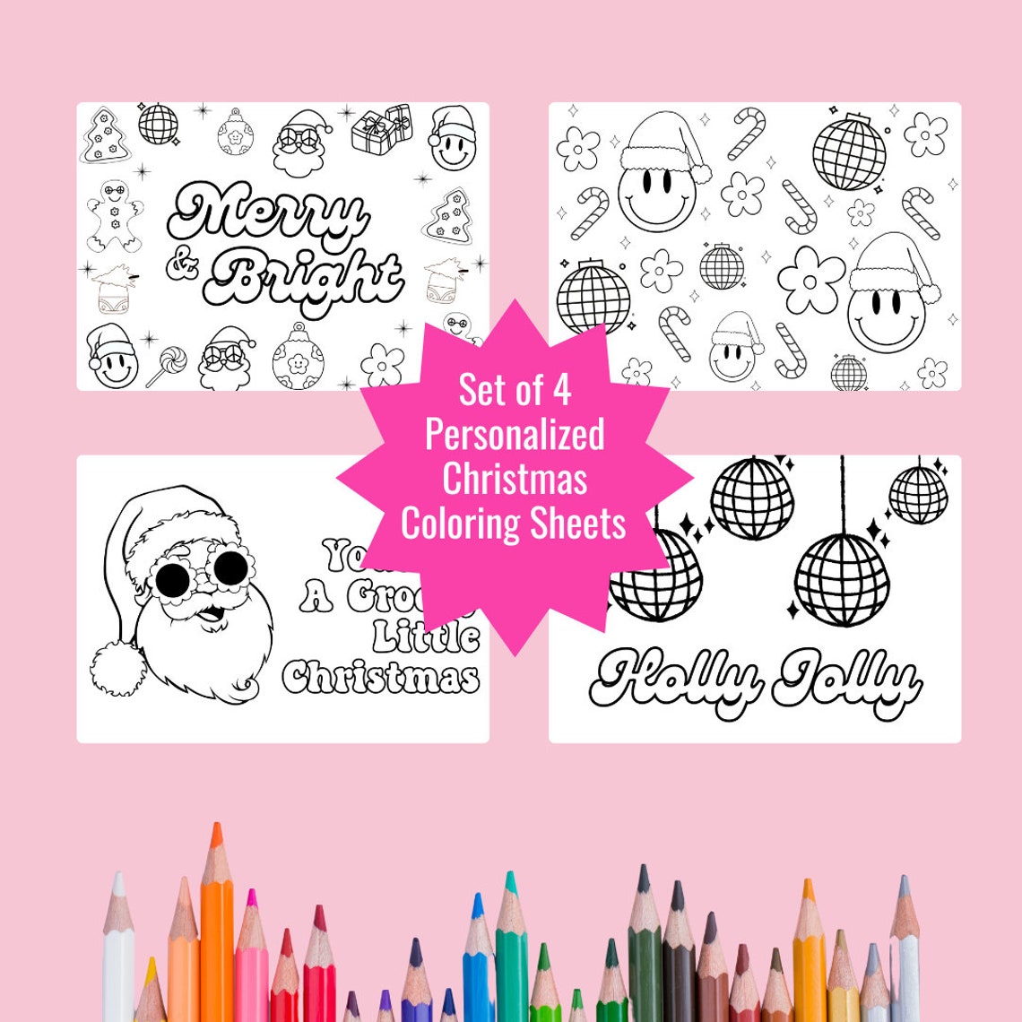 Groovy Christmas Coloring Sheet, Printable Christmas Coloring Page ...