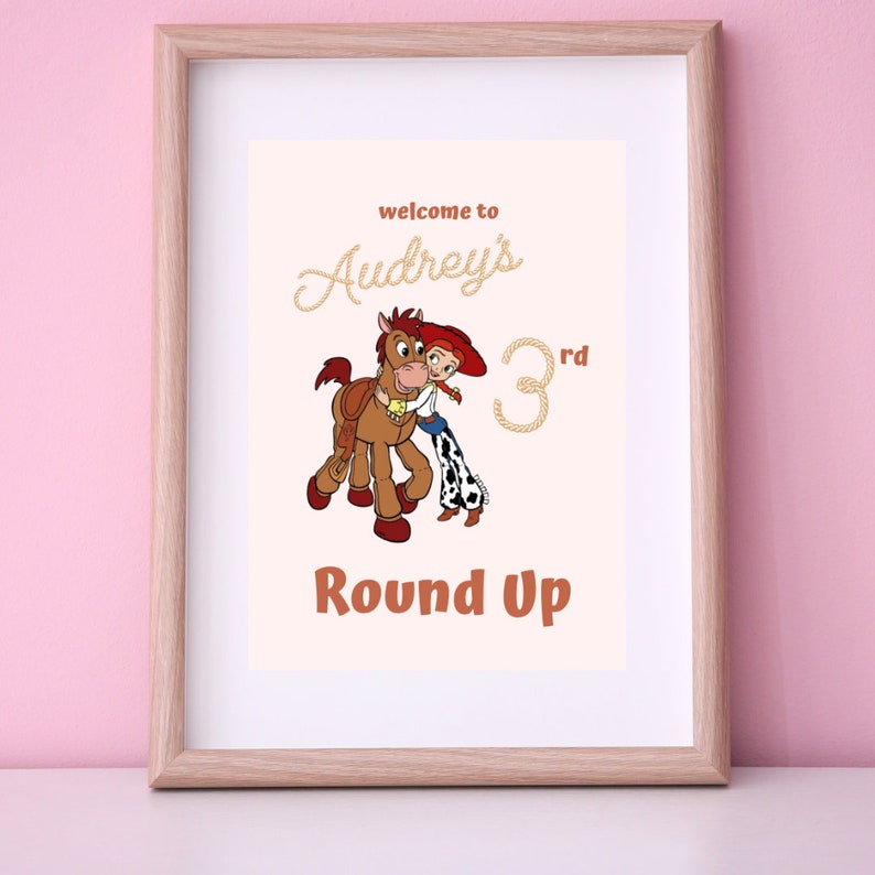 Toy Story Birthday Welcome Sign: Woody's Roundup, Editable Canva ...