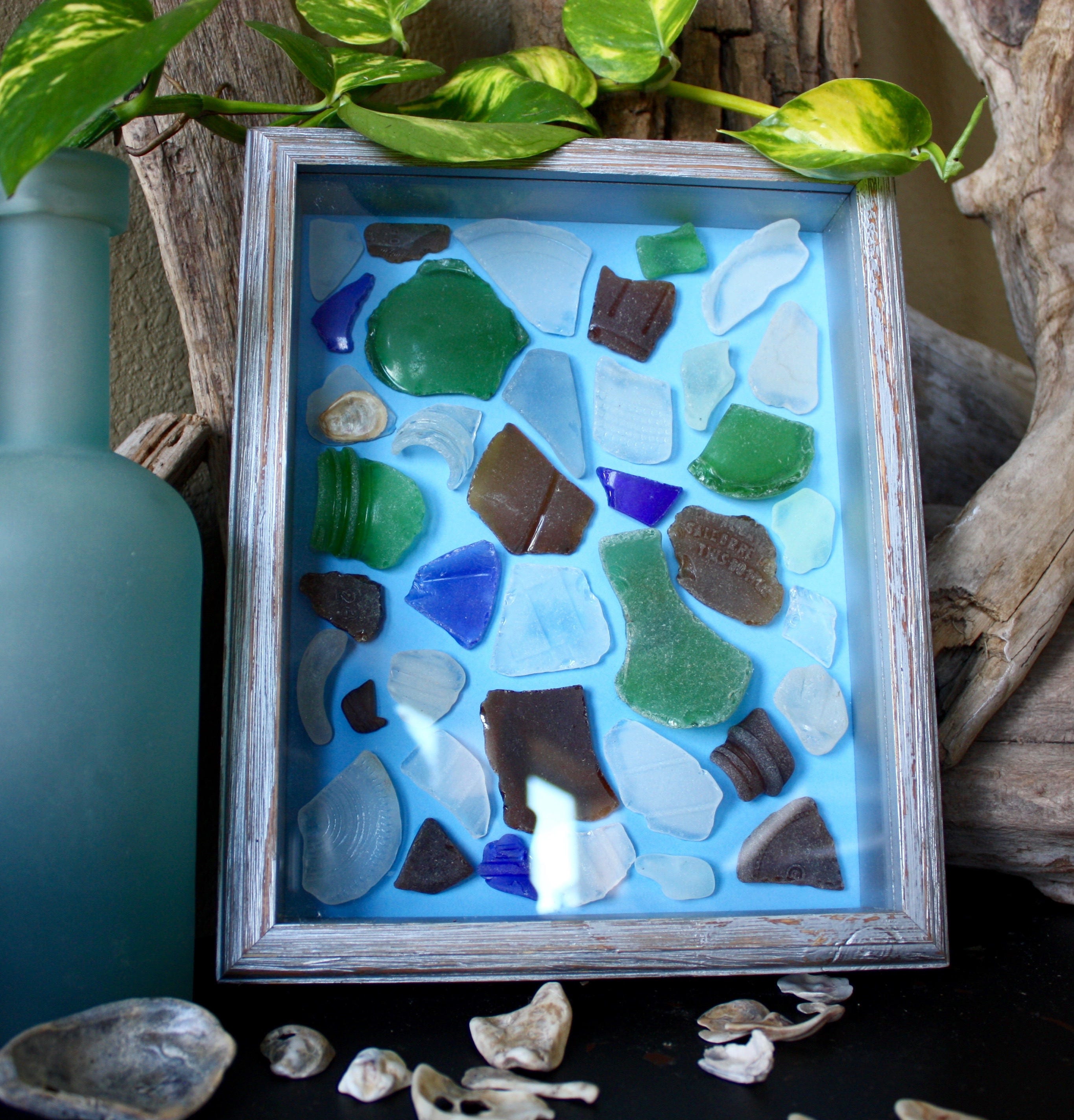 Sea Glass Art - Beach Decor - Beach House - Seaglass - Sea Glass ...
