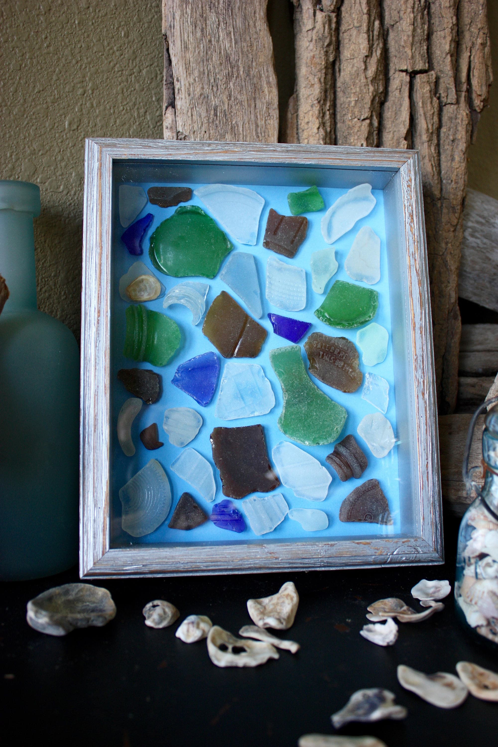 Sea Glass Art - Beach Decor - Beach House - Seaglass - Sea Glass ...
