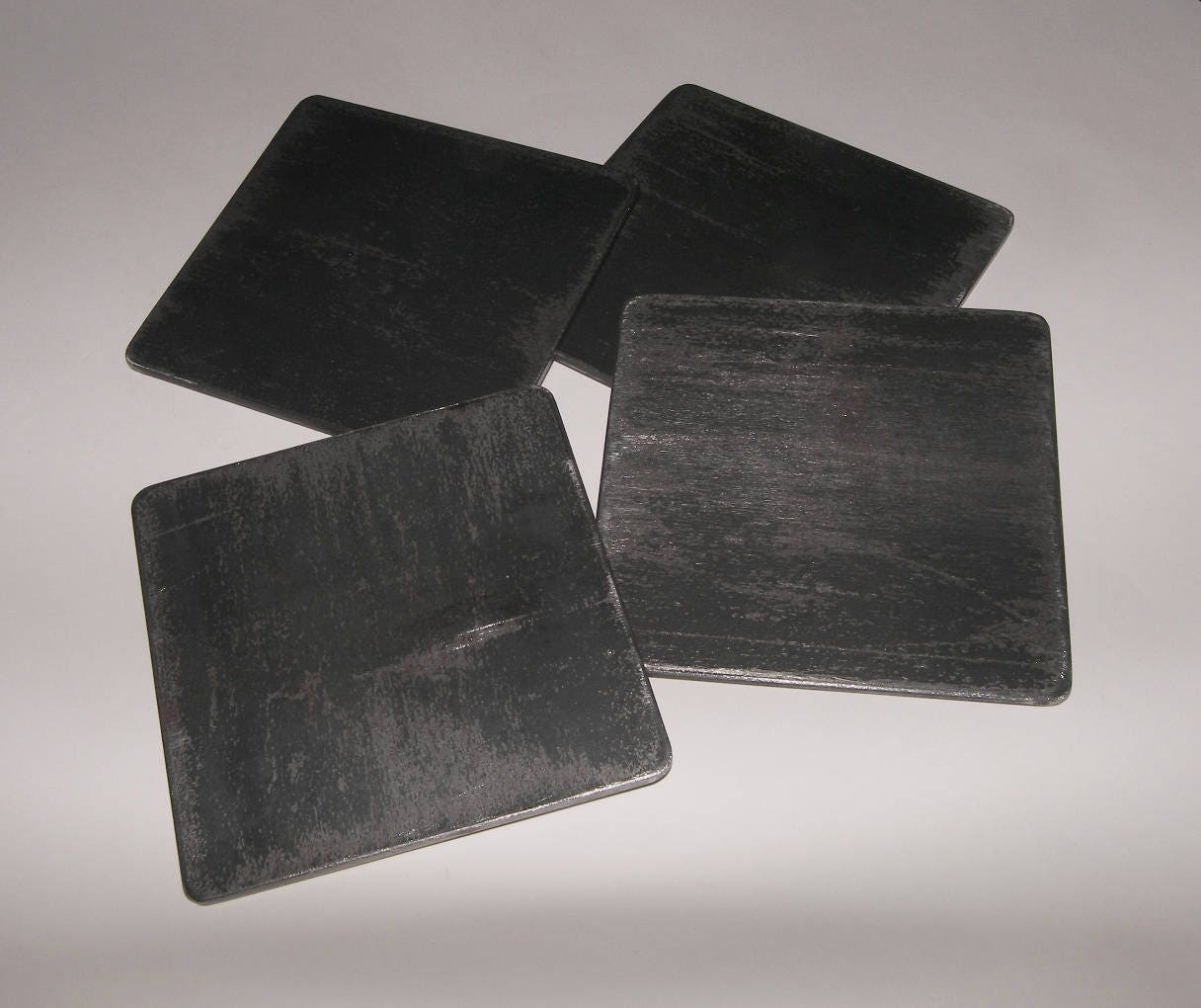 Steel Coasters; Distressed Industrial Metal Coaster Set; Optional Steel ...