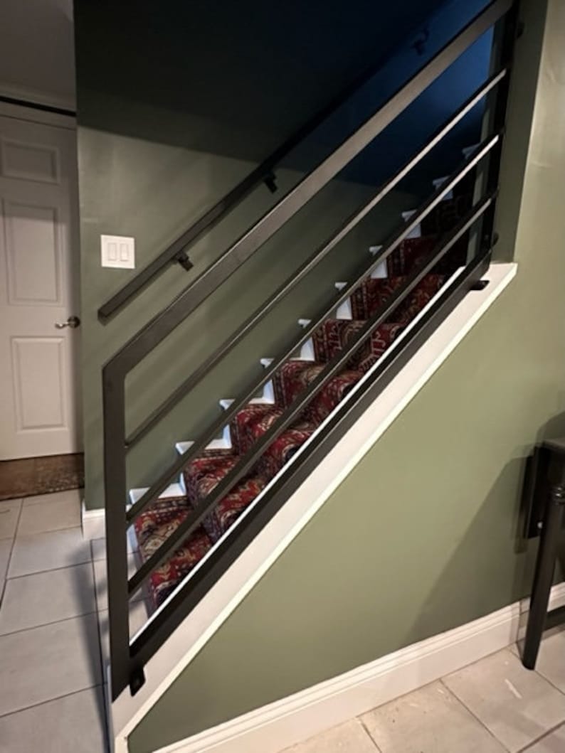 Custom Steel Stair Railing: Modern Knee Wall Handrail - Etsy