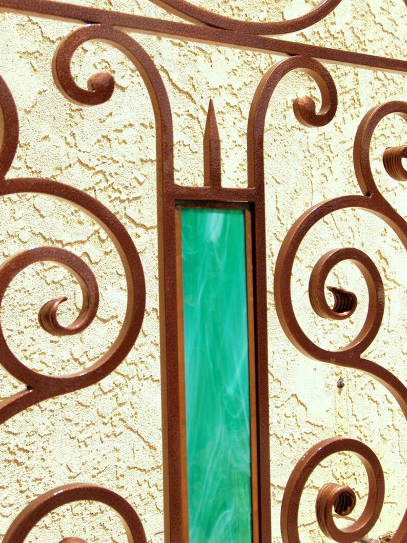 Iron & Stained Glass Gate Wine Cellar Door Courtyard Gate Ornamental ...