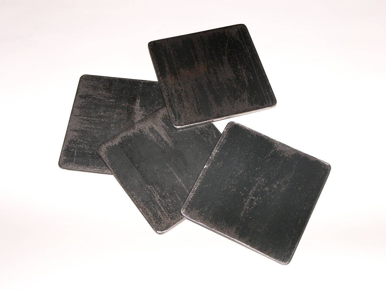Steel Coasters; Distressed Industrial Metal Coaster Set; Optional Steel ...