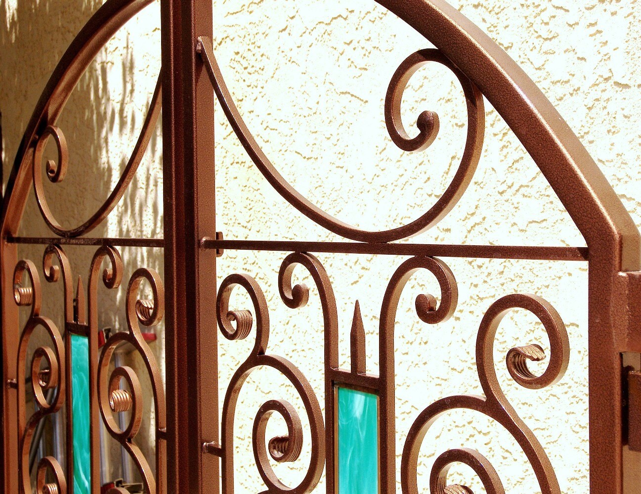 Iron & Stained Glass Gate Wine Cellar Door Courtyard Gate Ornamental ...