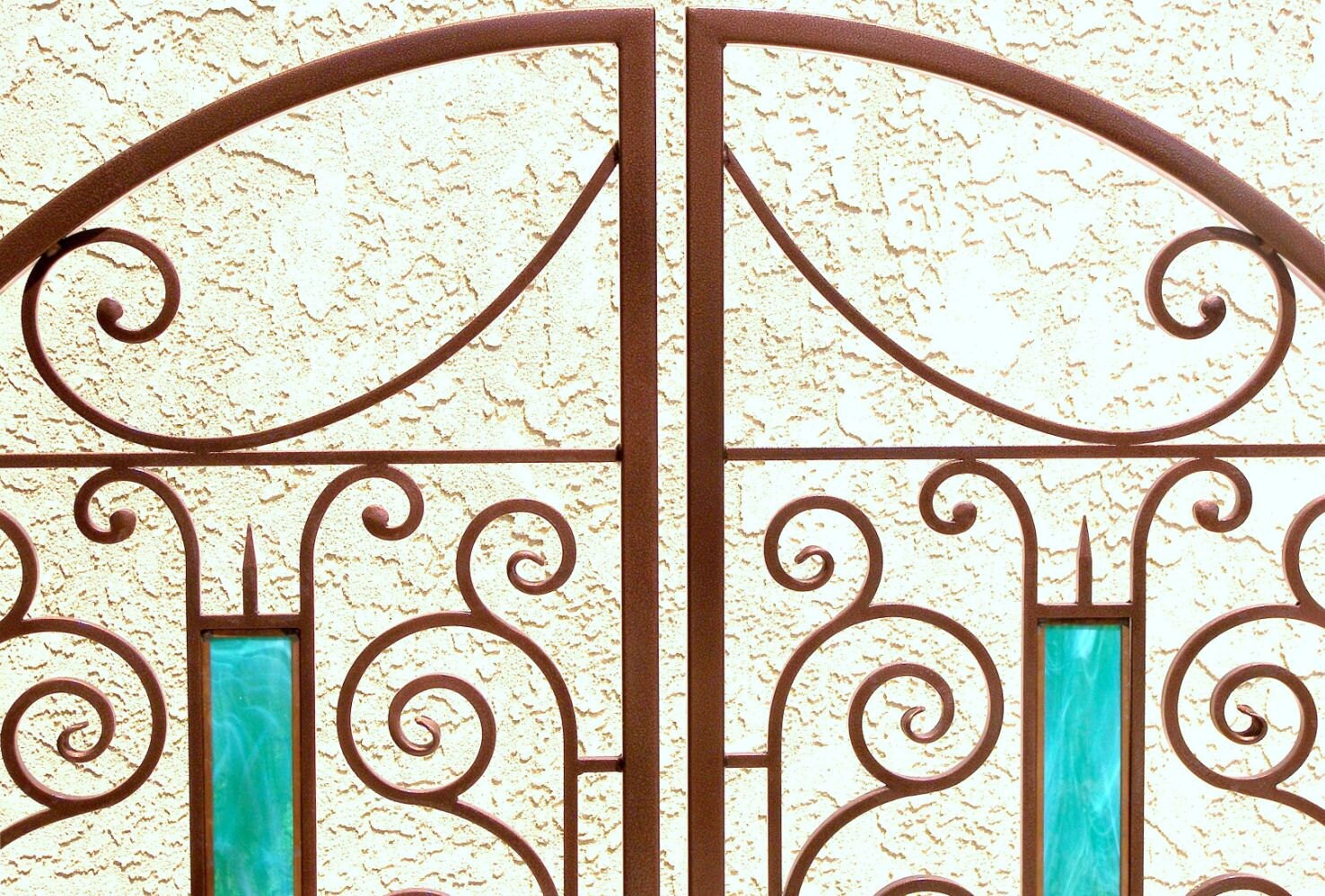Iron & Stained Glass Gate Wine Cellar Door Courtyard Gate Ornamental ...