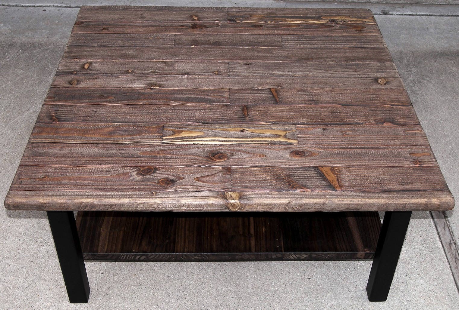 Industrial Farmhouse Coffee Table Rustic Solid Wood and Steel Coffee ...