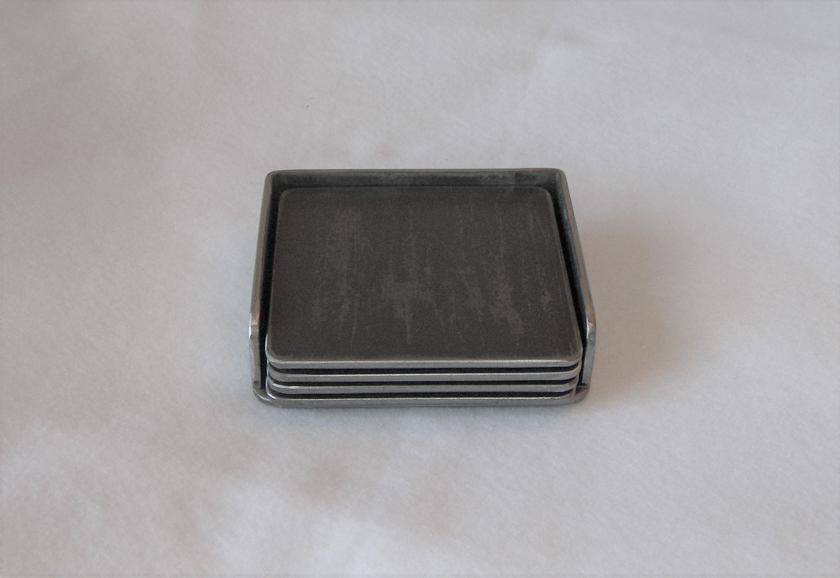 Steel Coasters; Distressed Industrial Metal Coaster Set; Optional Steel ...