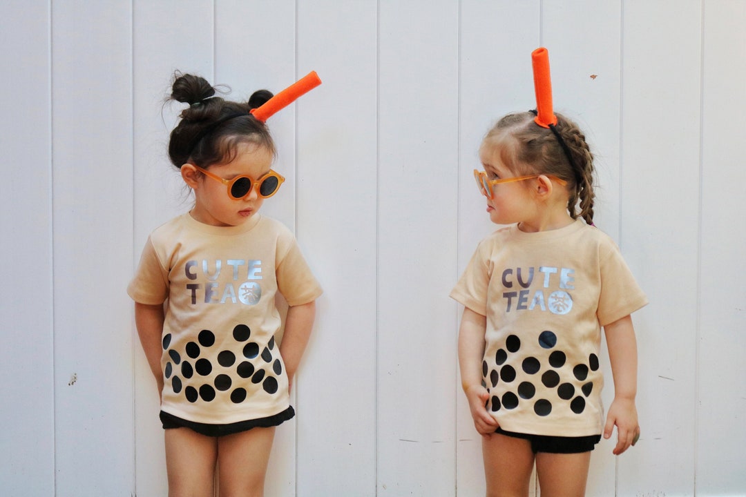 Boba Bubble Tea Costume for Toddler Girl Boy, Shirt Straw Head Band ...