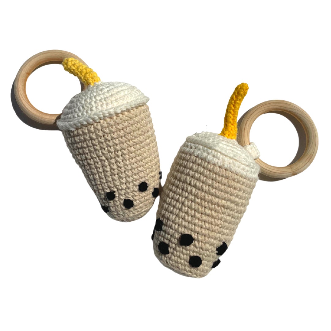 Boba Tea Baby Rattle Bubble Tea Baby Gift Hand Made Cute - Etsy