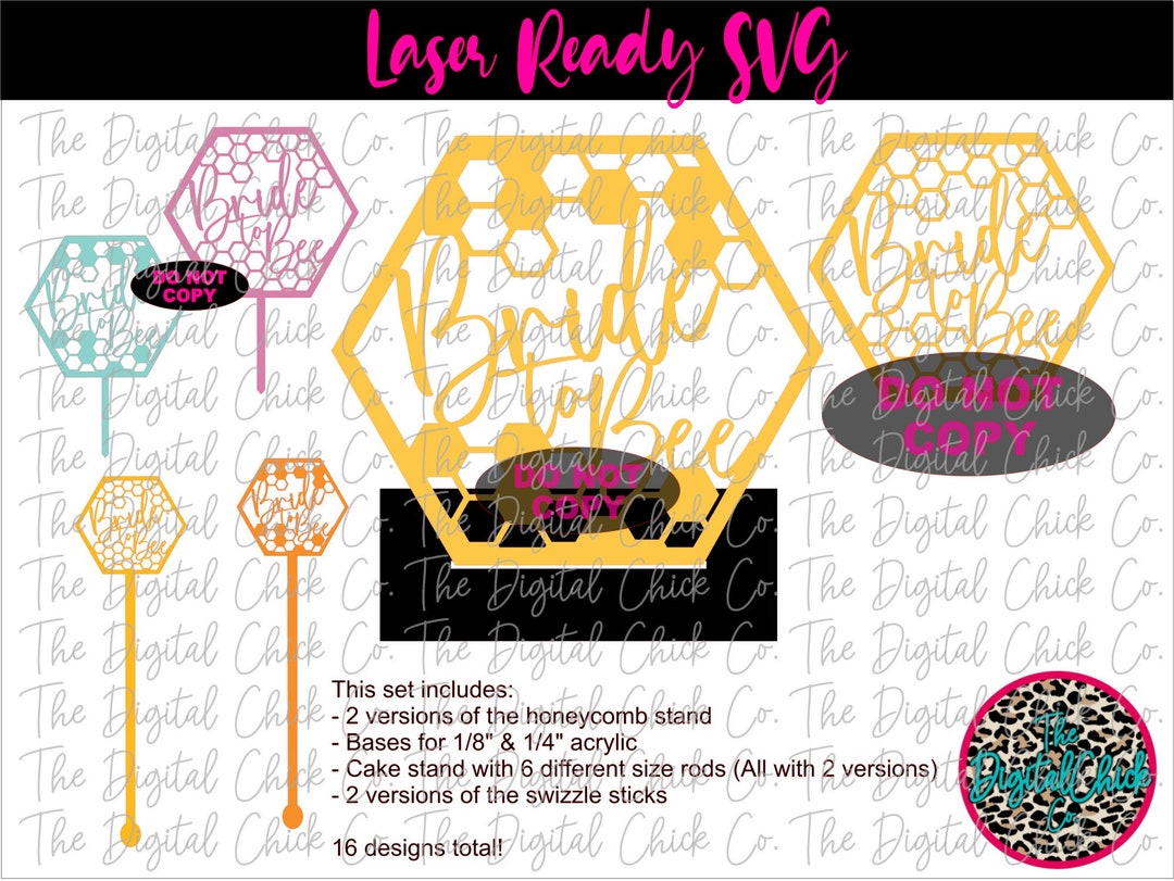 Bride to Bee - Bridal Shower 16 Item Bundle - GLOWFORGE Laser Ready ...
