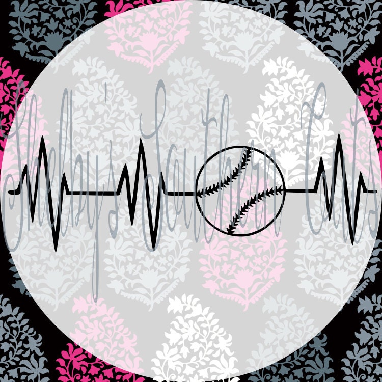 Heartbeat Baseball SVG EPS DXF png pdf | Etsy